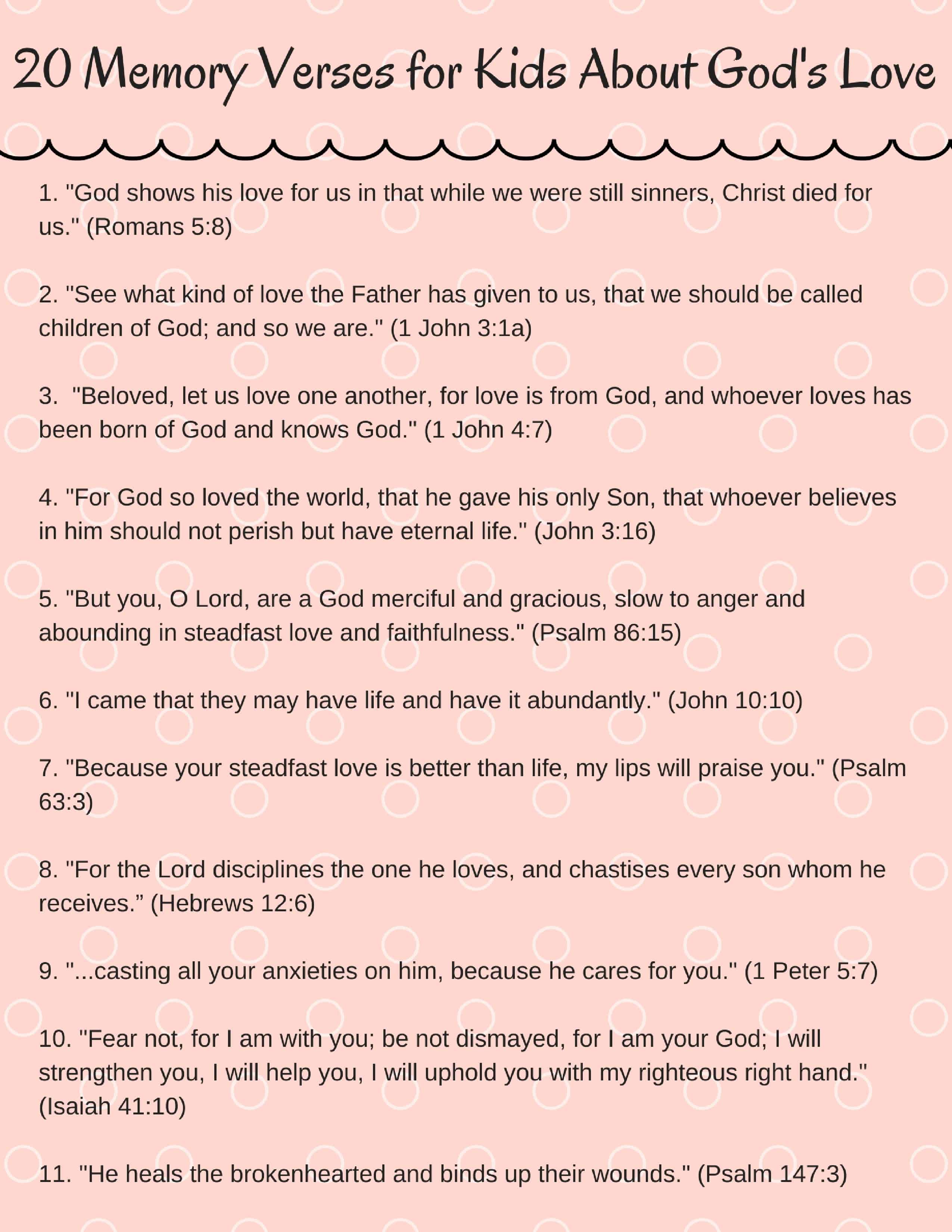 20 Memory Verses For Kids About God s Love Printable Healthy 20 Memory Verses For Kids About God s Love Printable Healthy